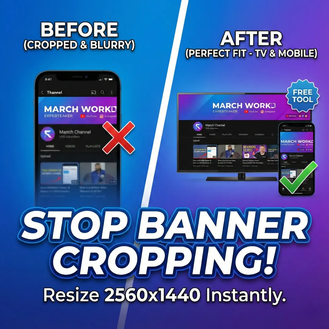 Resize Image for YouTube Banner 2560x1440 (Free No Crop Tool)